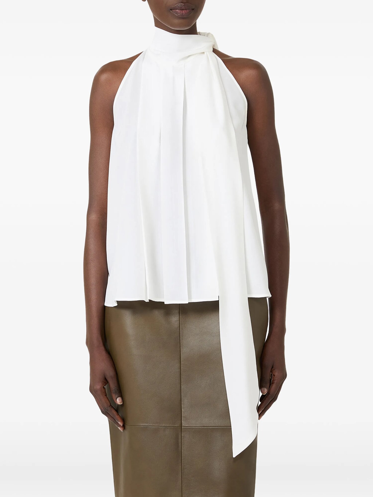 Блуза Max Mara Halterneck tie-fastening blouse, размер 40, белый — фото 1