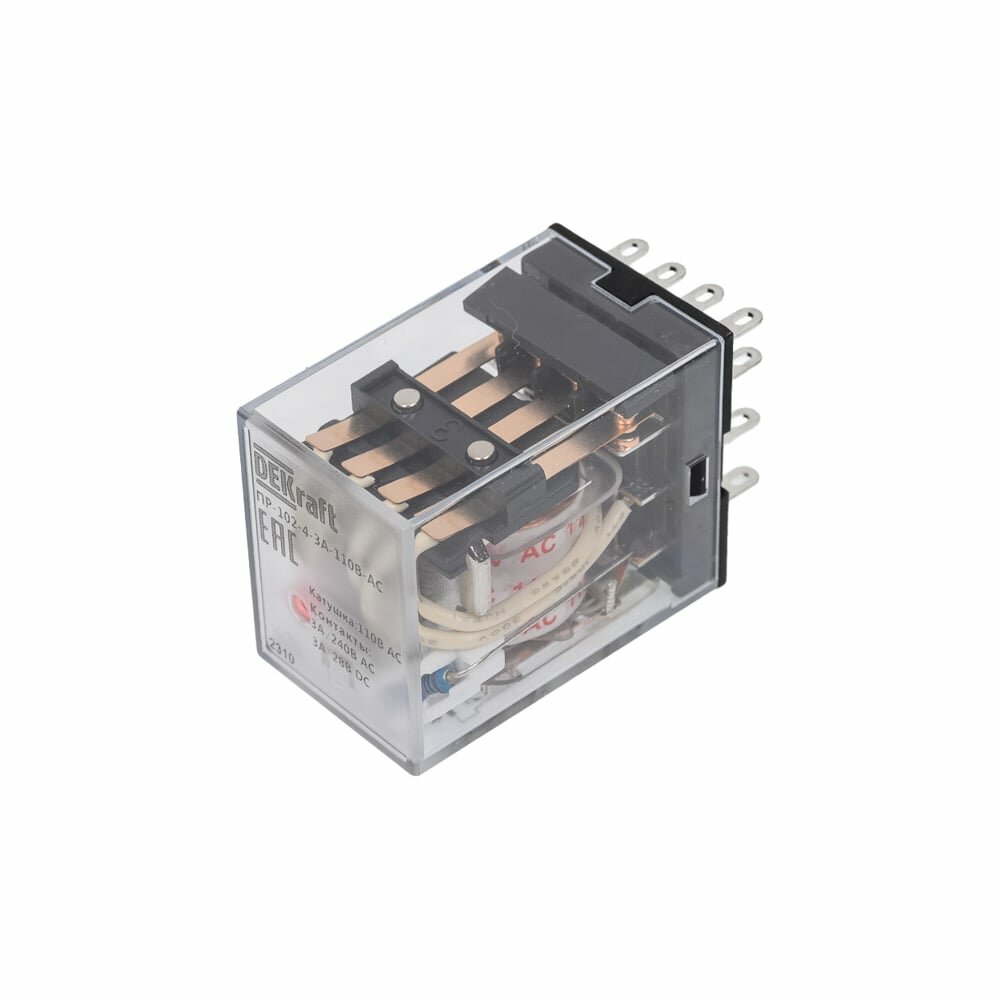 Промежуточное реле Dekraft ПР-102, 4 конт, LED, 3 А, 110 В, тип AC 23826DEK