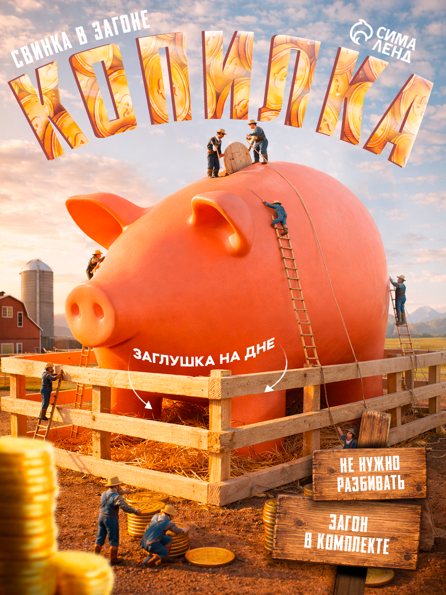 Копилка для денег «Свинка в загоне», керамика, размер 26×14×14.5 см