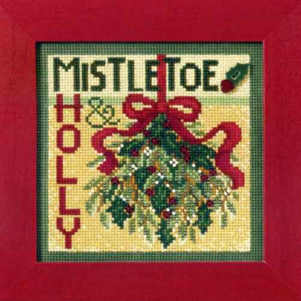 Набор для вышивания Mill Hill #MH149304 Mistletoe (Омела), Счетный крест, 12.7 x 12.7 см