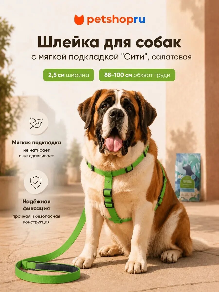 Yami Yami шлейка "Сити" с мягкой подкладкой 25мм, ОШ 84-90см, ОГ 88-100см, размер XL, салатовая