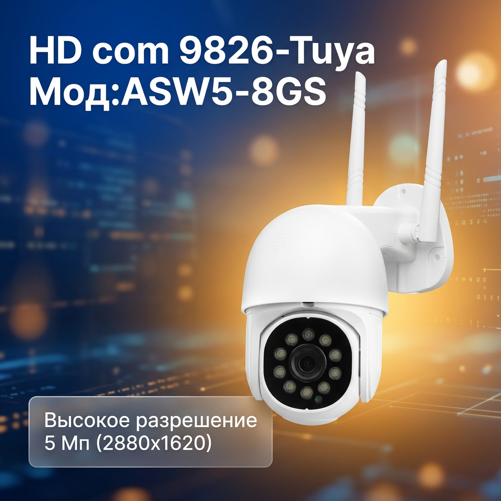 Уличная 5мп поворотная Wi-Fi IP камера - 9826-Tuya Мод: ASW5-8GS