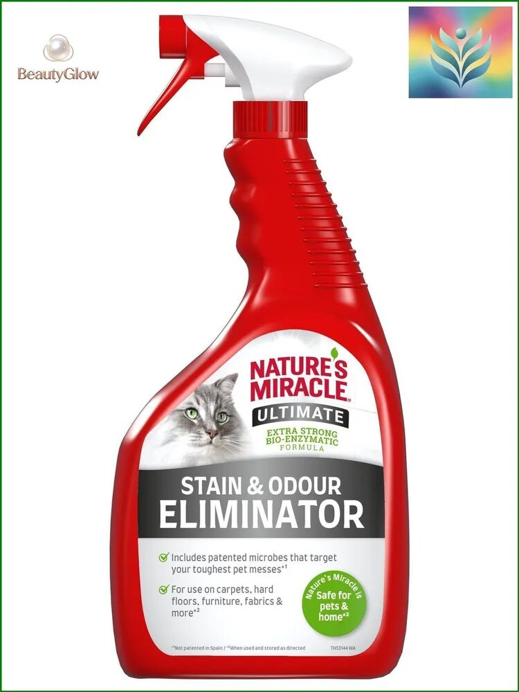 Качественный спрей для кошек 946 мл от Nature's Miracle, используемый как уничтожитель пятен и запахов с максимальным эффектом-p5.12
