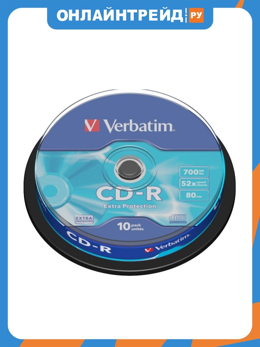 Диск Verbatim CD-R 700Mb 52x Cake Box (10шт) (43437)