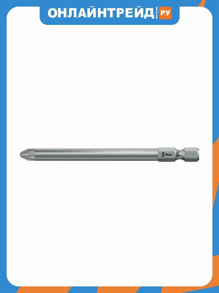 Бита крестовая Wera PZ WE-060035, вязкая твёрдость, хвостовик 1/4" E 6.3, PZ 2 x 89 мм