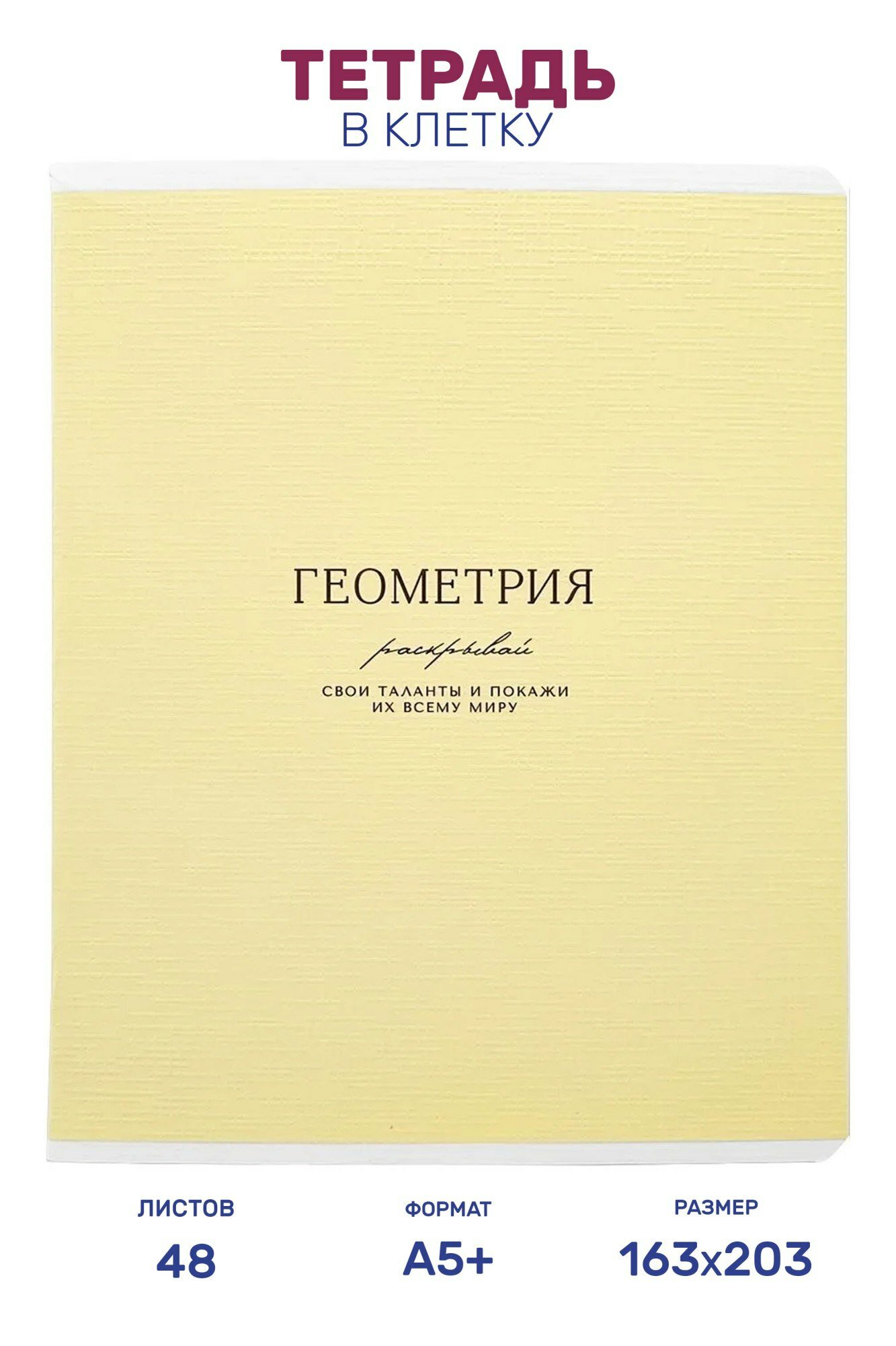 Тетрадь предметная "Геометрия", 48 листов в клетку серии "Dreamy", со справочным материалом, на скрепке, Be Smart