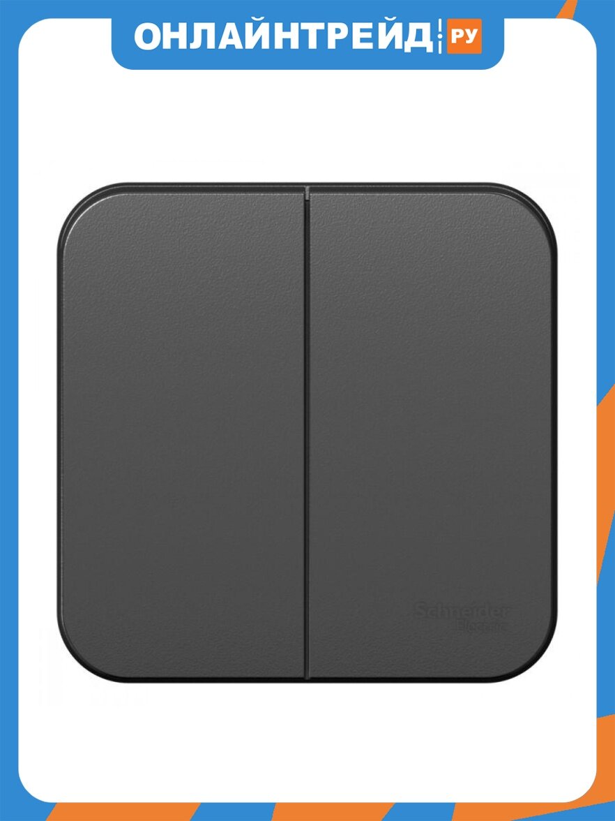 Выключатель Systeme Electric (schneider Electric) SCHNEIDER ELECTRIC BLANCA 2-клавишный (cх.5) изол. ПЛ, 10А, 250B, антрацит