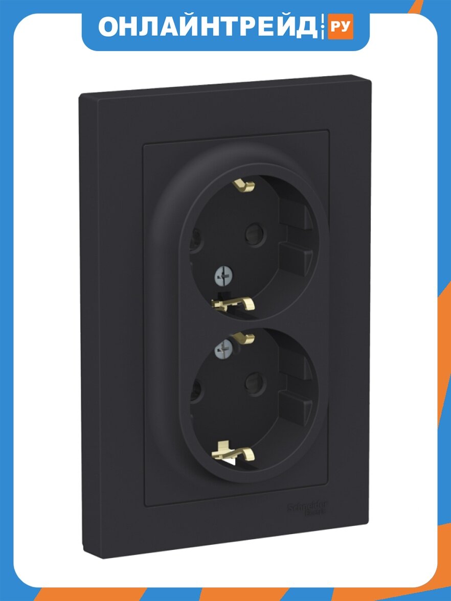 Розетка Systeme Electric (schneider Electric) SCHNEIDER ELECTRIC ATLASDESIGN 16А, в сборе, карбон ATN001026