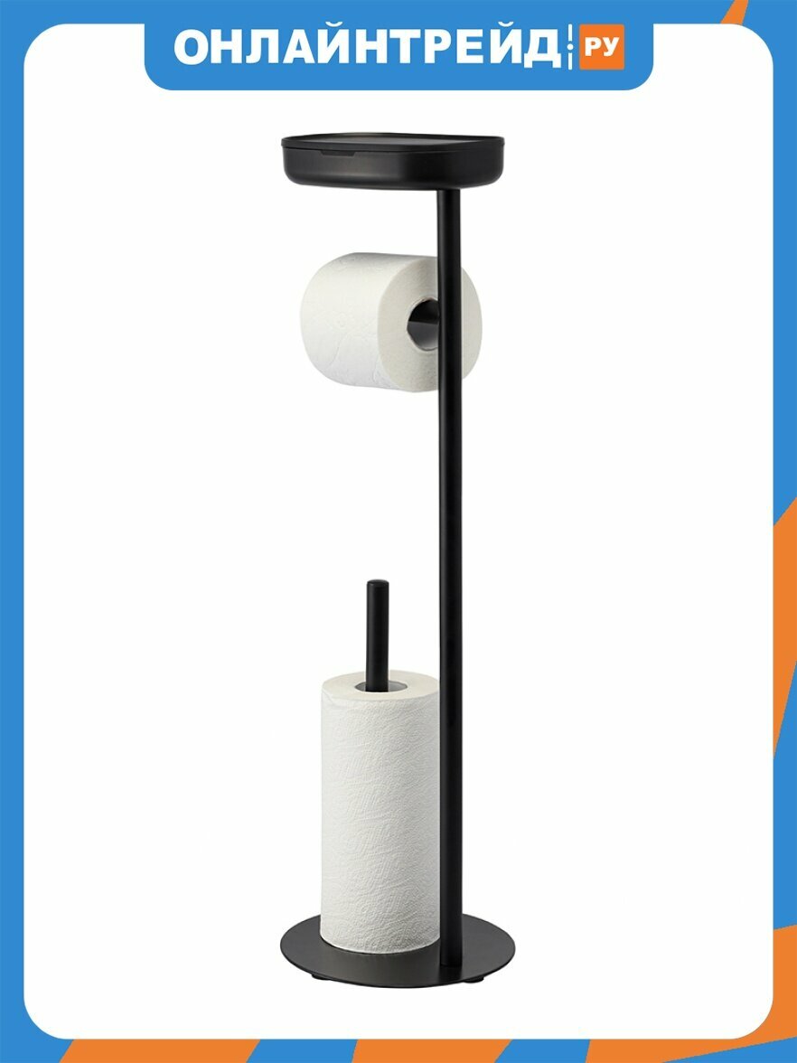 Держатель для туалетной бумаги Bergenson Bjorn Bath Slim, с полочкой, черный (BB0000944)