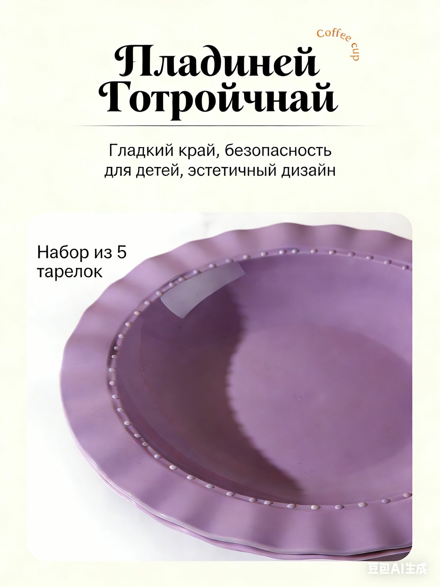 Тарелка 20.8 см 5 шт сиреневый