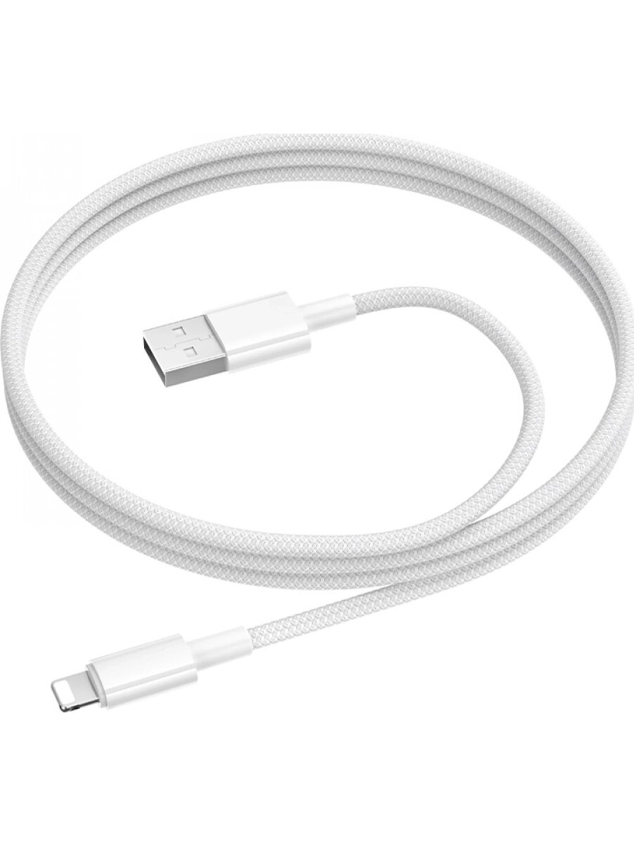 Кабель для смартфона BOROFON BX117 Lightning-USB, 2.4А, 1 м, белый