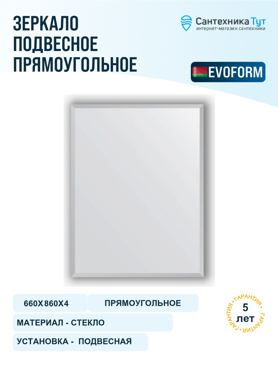Зеркало Evoform Definite 86х66 Сталь