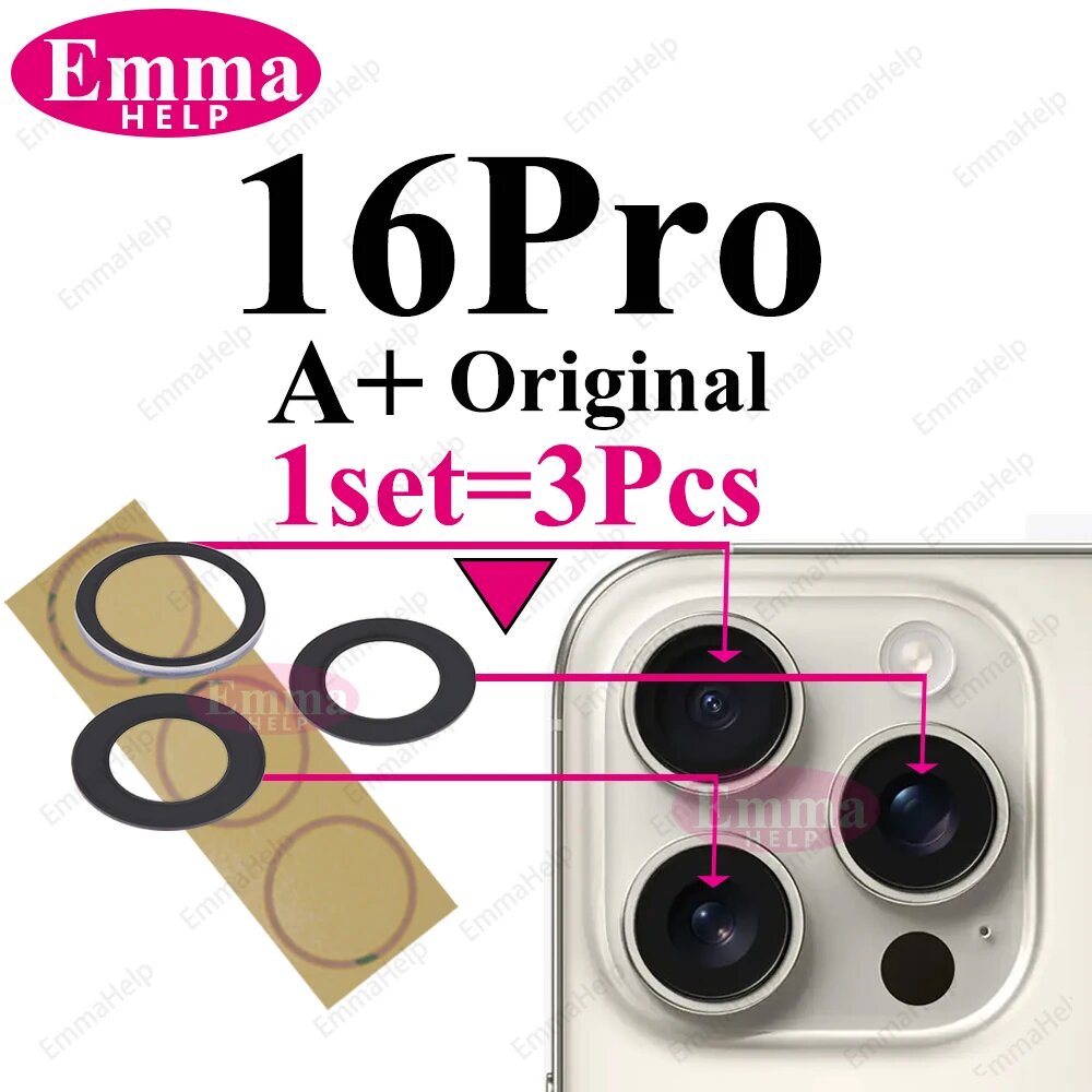 Оригинальное сапфировое стекло для камеры iPhone 17 16 15 14 13 Pro Max, заднее 1set Original 16pro