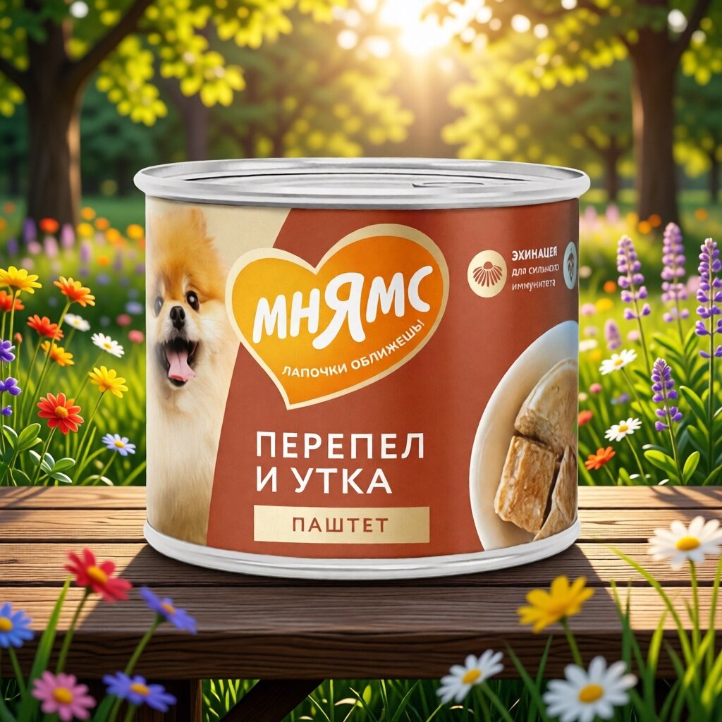Влажный корм Мнямс На каждый день Паштет из утки и перепела для собак Сильный иммунитет, 1 шт х 200 гр