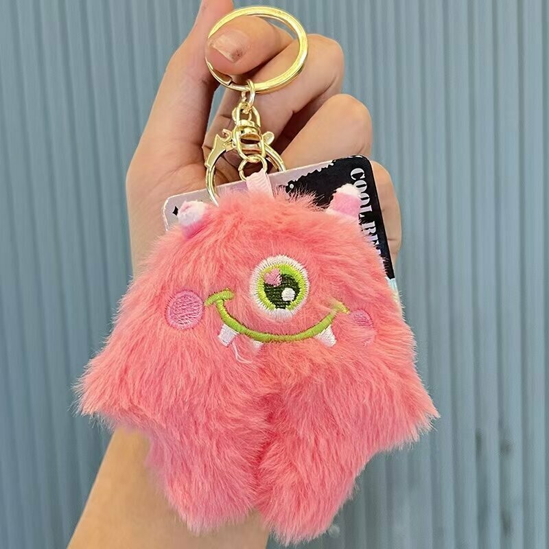 Adorable creative monster keychain doll plush toy for backpack decoration 9cm high
