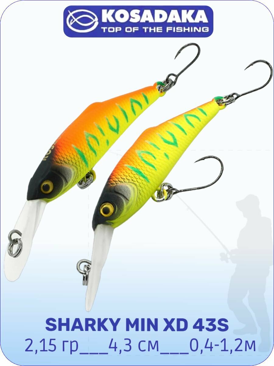 Воблер Kosadaka Sharky min XD 43S плав, 43мм, 2.15г, 0.4-1.2м, цв. OGY