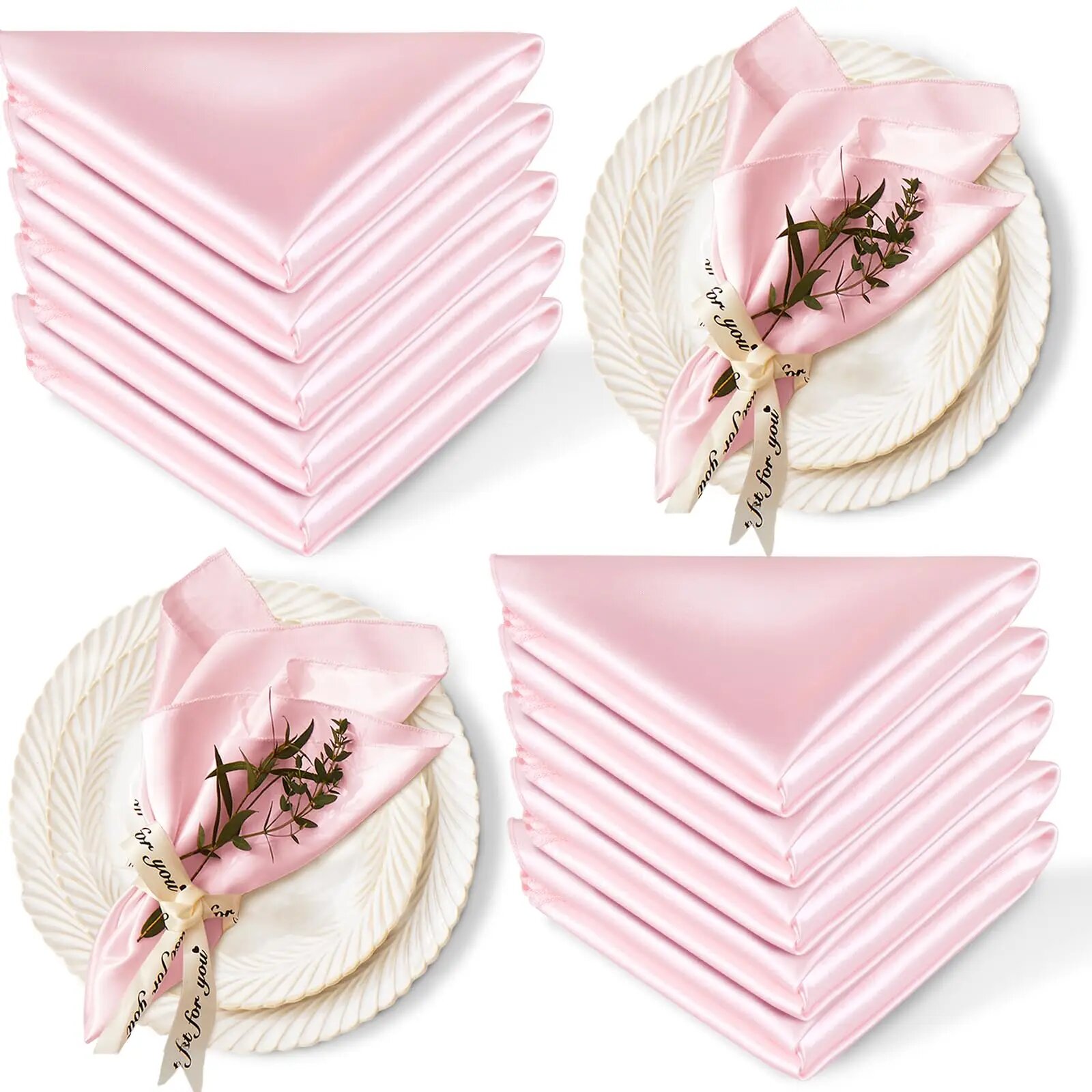 Атласные столовые салфетки 30x30 см, 24 шт. 24Pcs Light pink