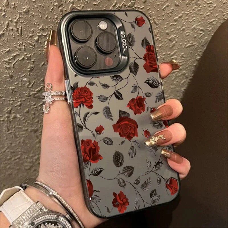 Чехол для телефона с матовым рисунком красной розы для iPhone X SC05-HE-P0833, For iPhone 16Pro Max