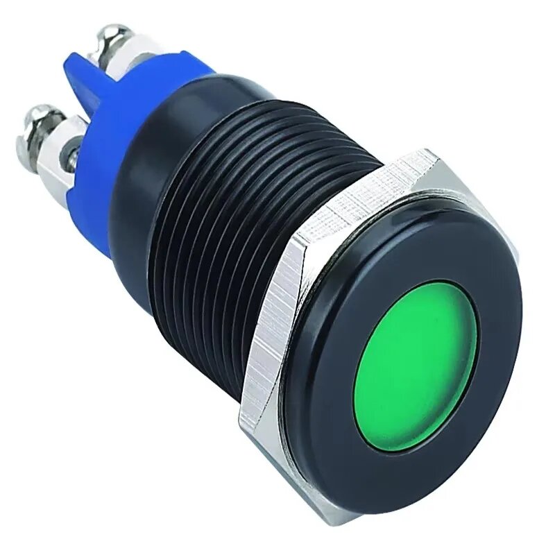 Светодиодный индикатор ELEWIND PM16F-D 16мм black brass screw, Red Light 24V
