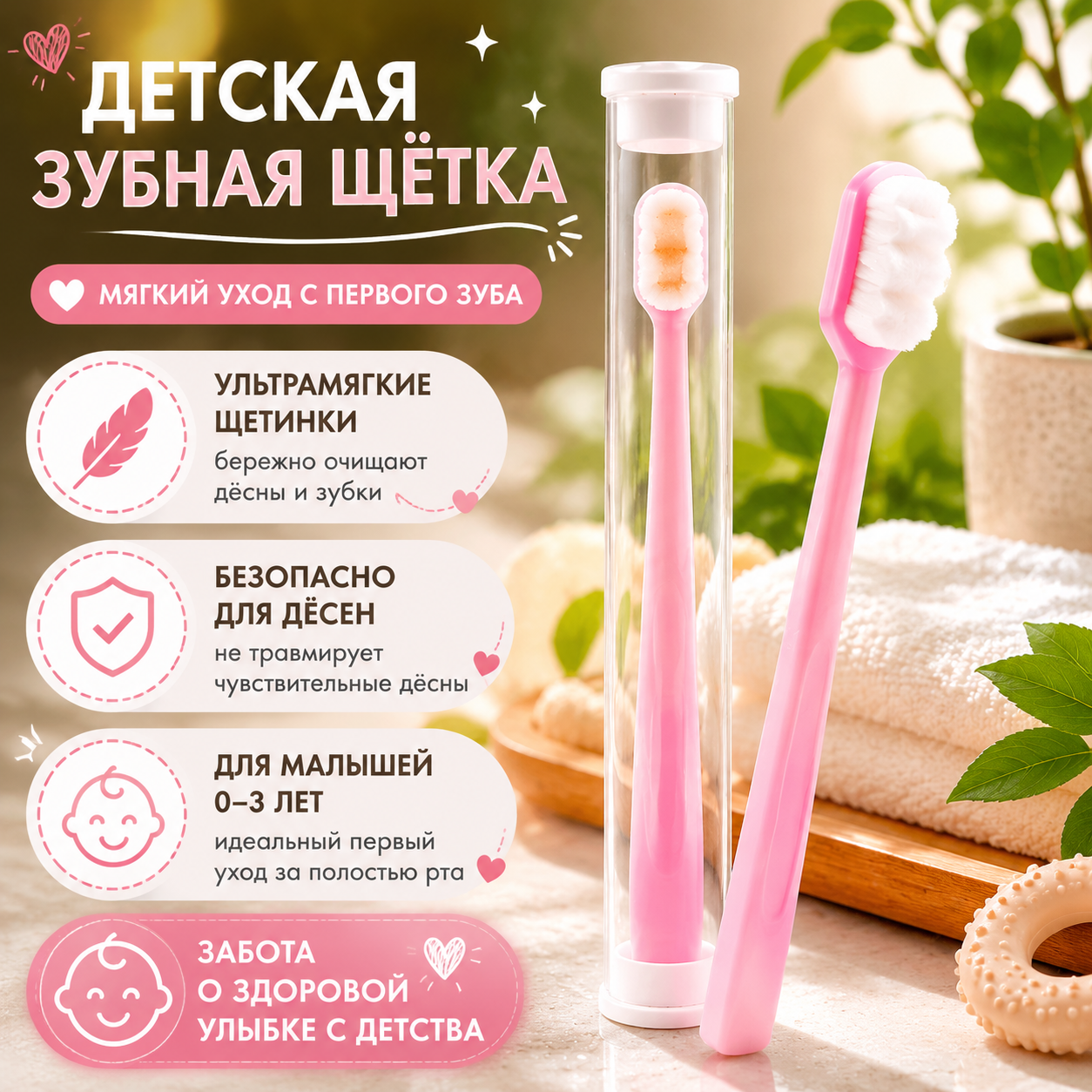 Зубная щетка lacalut pure 3 шт. médio branco pпрямая розовая