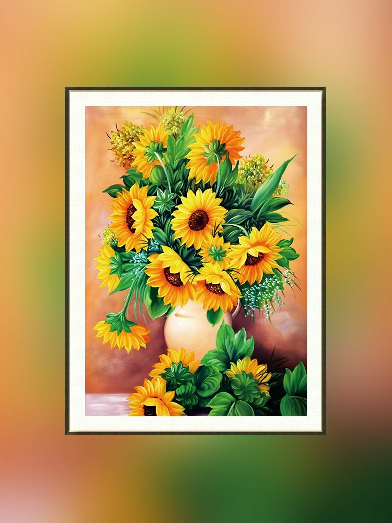 Набор для вышивания крестиком ручной работы Узор вазы с подсолнухом 40x50cm 11ct Без рамки для картины