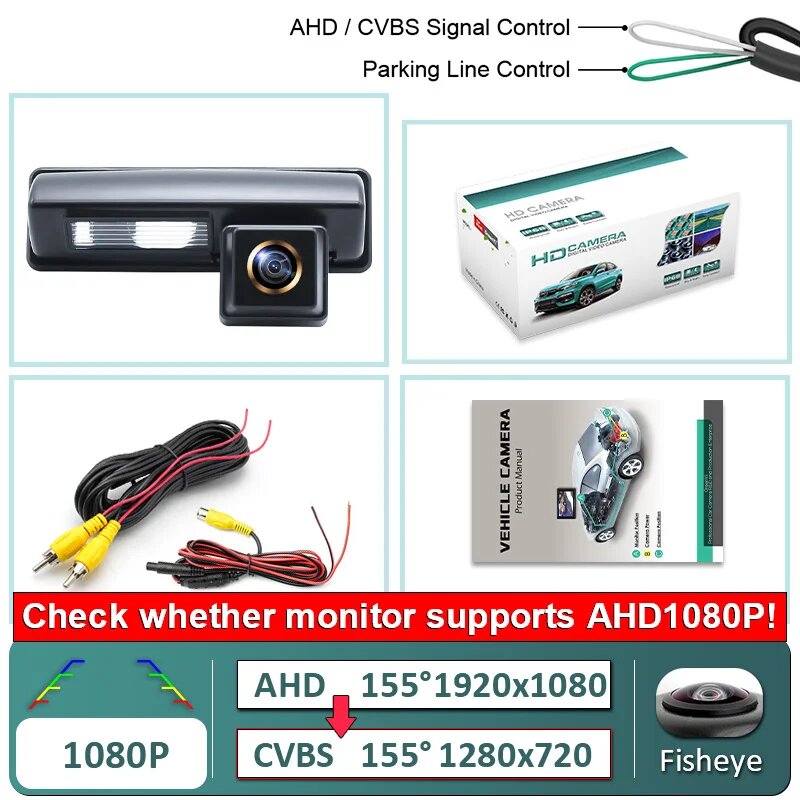 GreenYi ° AHD 1080P подсветка номерного знака, автомобильная камера заднего вида AHD 1080P Camera