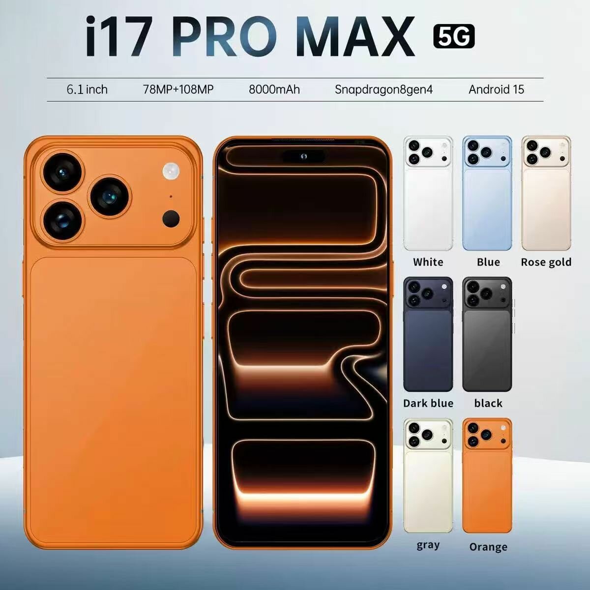 Смартфон i17pro 5G Android 6.1 дюйма 16ГБ+1ТБ черный