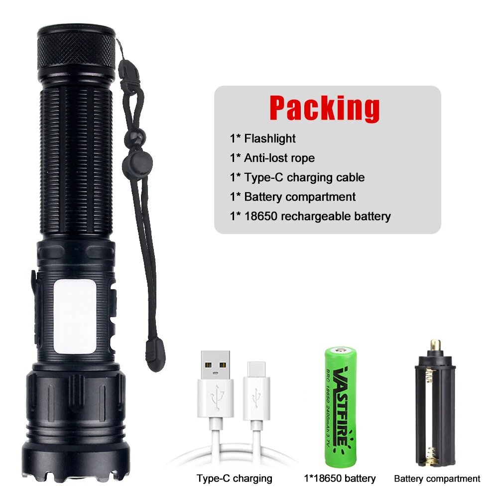 Тактический фонарь VASTFIRE XHP50 черный 20Вт with battery