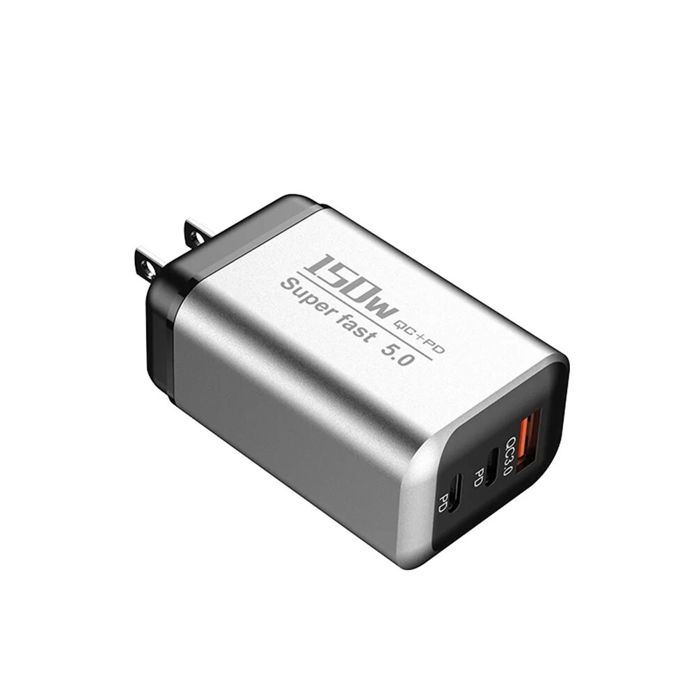Зарядное Устройство USB 150 Вт С 3 Портами, Адаптер Быстрой Зарядки QC5.0 Для Мобильных US Silver