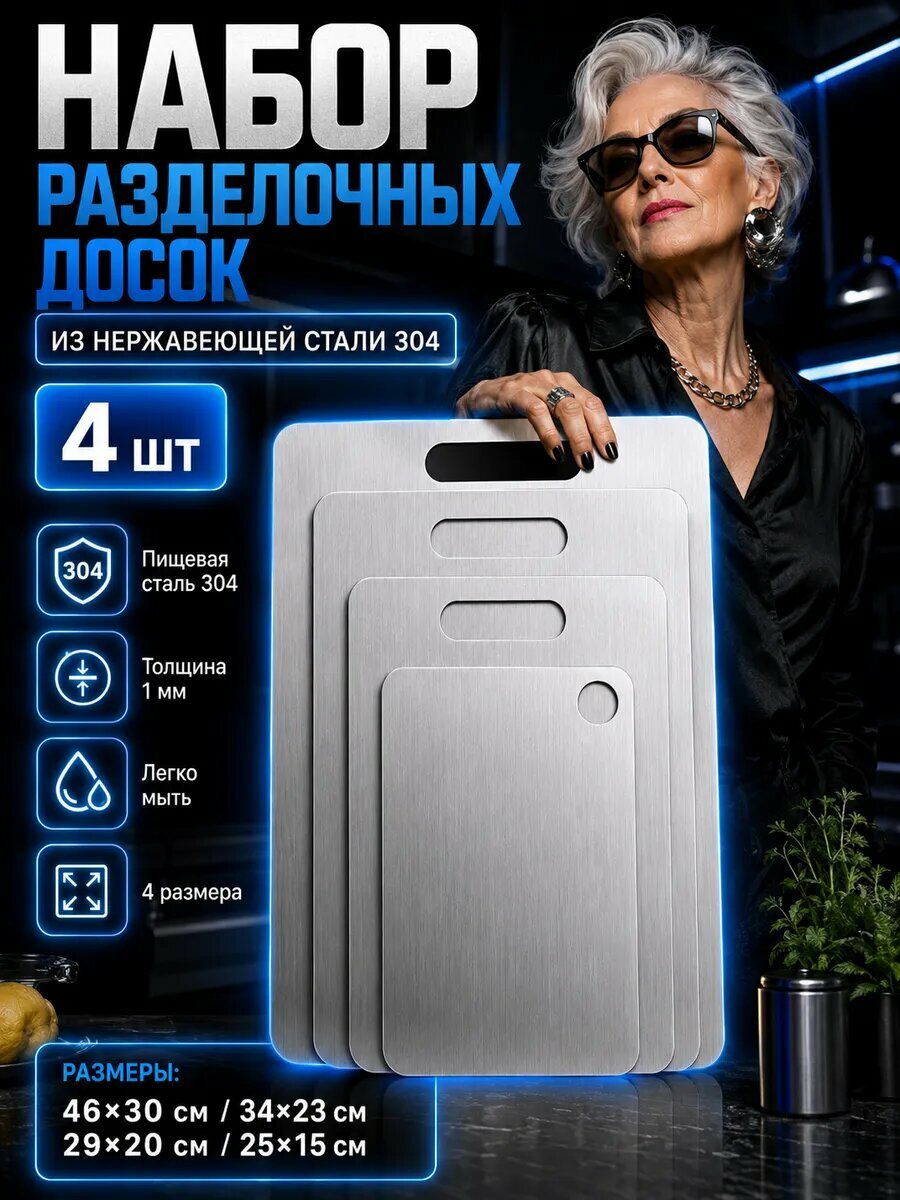 Набор разделочных досок, Нержавеющая сталь 304 (пищевая)