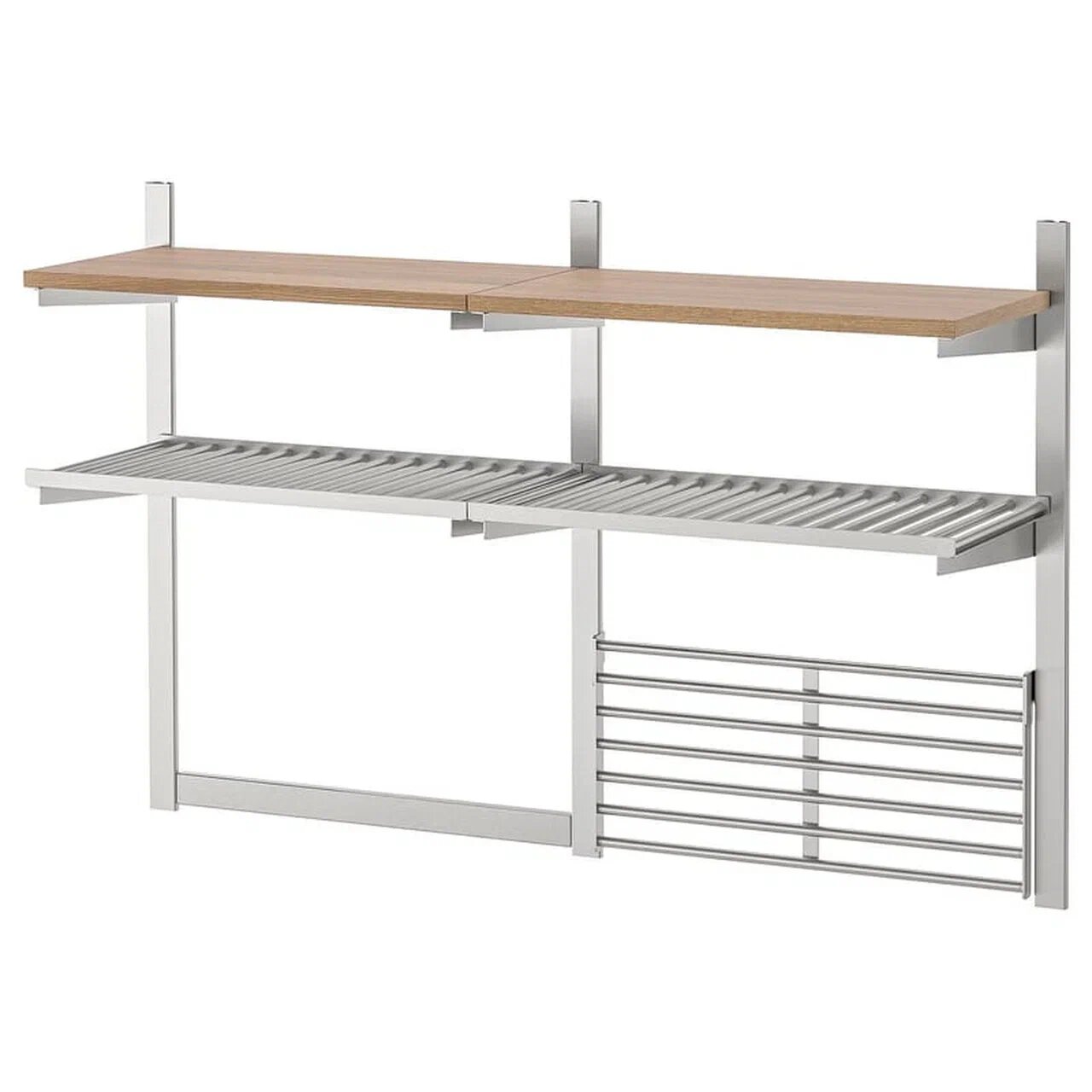 Органайзер IKEA KUNGSFORS 392.848.80, нержавеющая сталь, ясеневый шпон, серый металлик