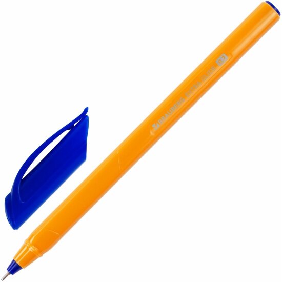 Ручка шариковая Brauberg масляная "Extra Glide Orange", синяя, трехгранная, узел 0,7 мм, линия письма 0,35 мм, 142925