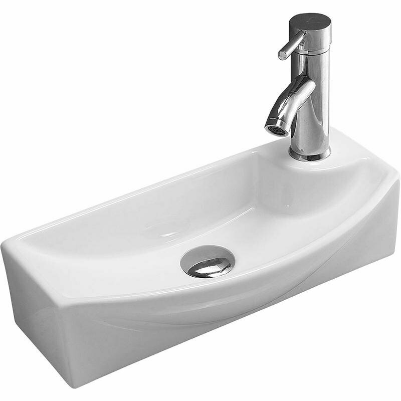 Раковина CeramaLux 46 7946L Белая, санфаянс, подвесная, без перелива