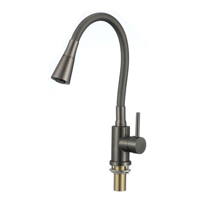 Смеситель для кухни Savol S-3002QM-06 графит, с гибким изливом, рычажный, нержавеющая сталь