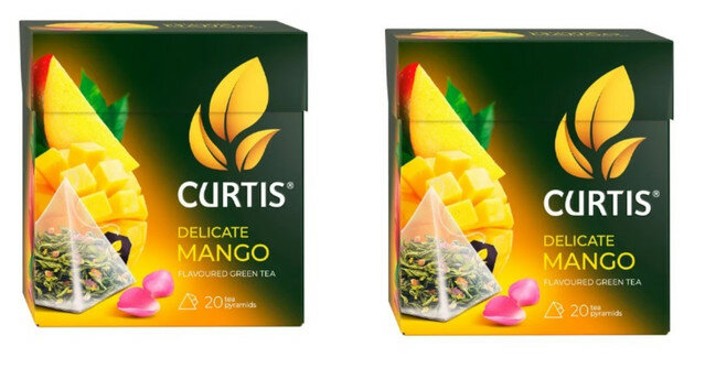 Curtis Чай зеленый Delicate Mango в пирамидках, 20шт х1.8 г, 2шт