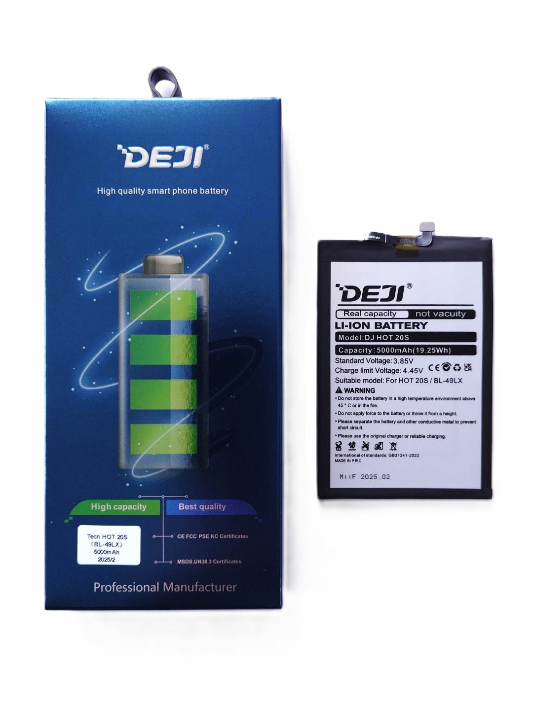Аккумулятор DEJI для Infinix BL-49LX Hot 20/Hot 20S (X6827) (6000mAh) 100% емкости