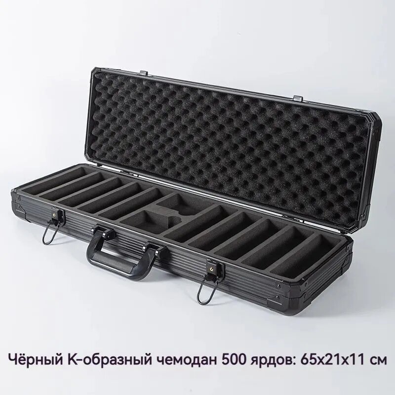 Черный алюминиевый ящик для 500 фишек