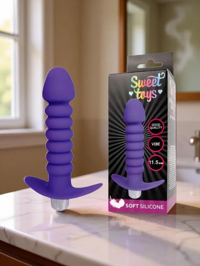 Анальная пробка Sweet Toys ST-40170, силикон, фиолетовая, с вибрацией