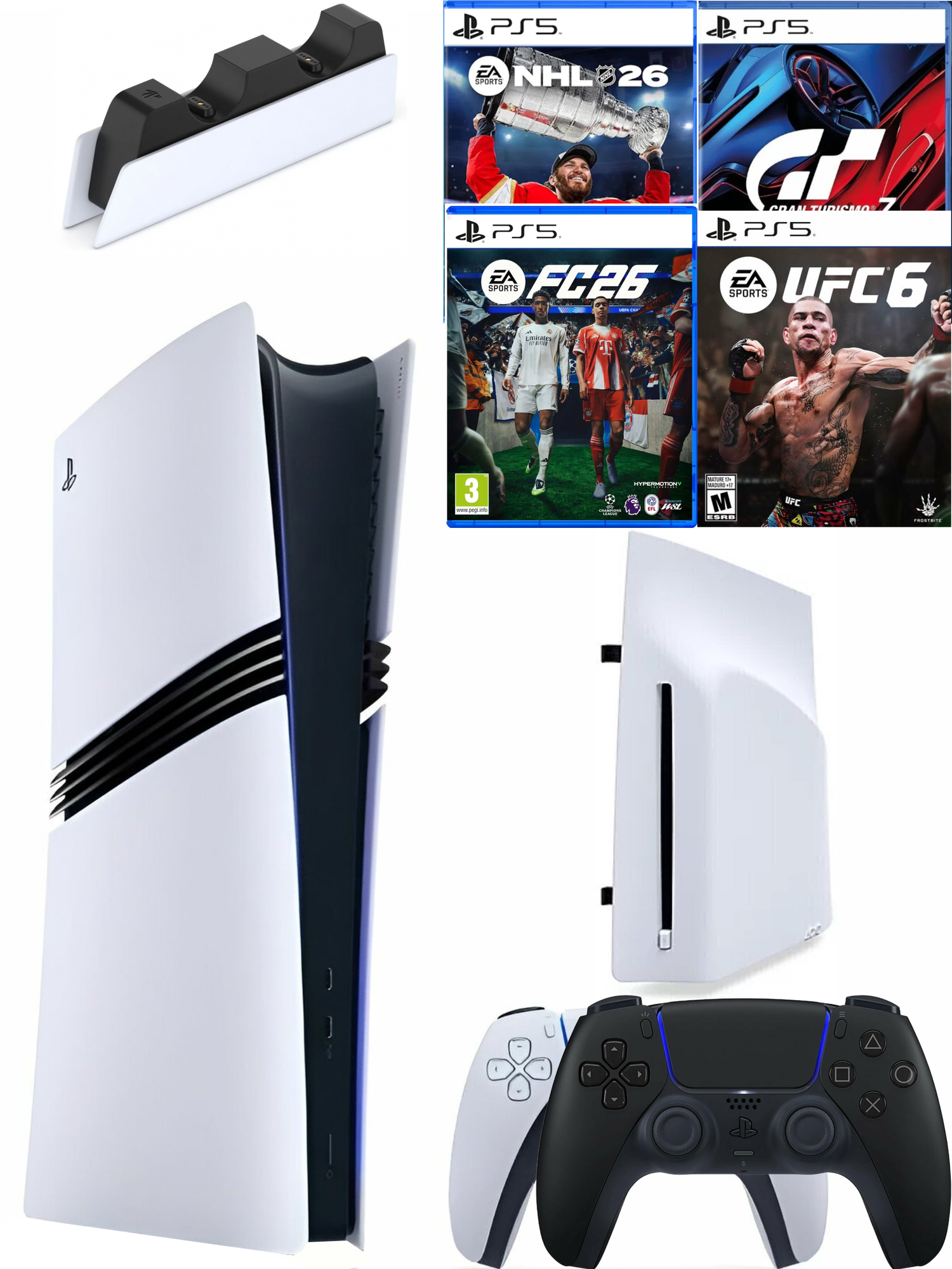 Игровая приставка Sony PS 5 Pro Digital Edition+Зарядная станция+ Дисковод +2-ой геймпад+4 игры , 2Tb SSD