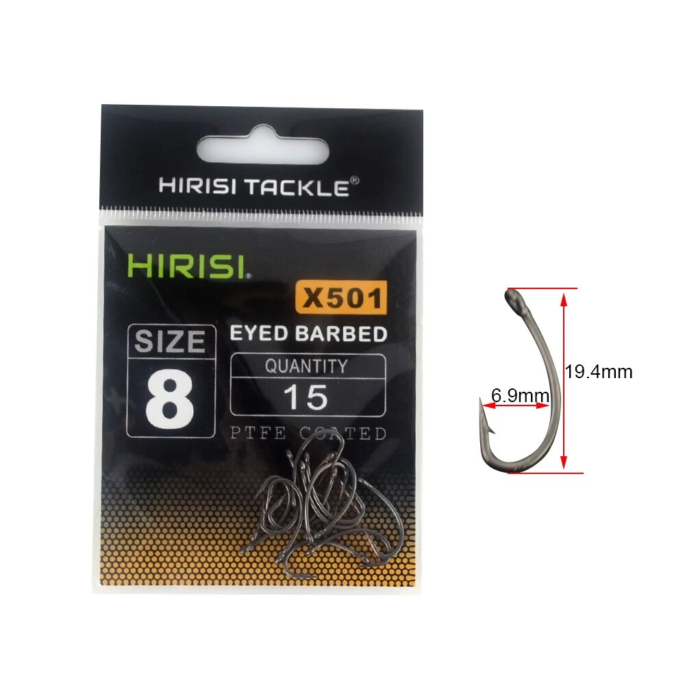 Hirisi X501 крючки рыболовные, Size 8, 15 шт.