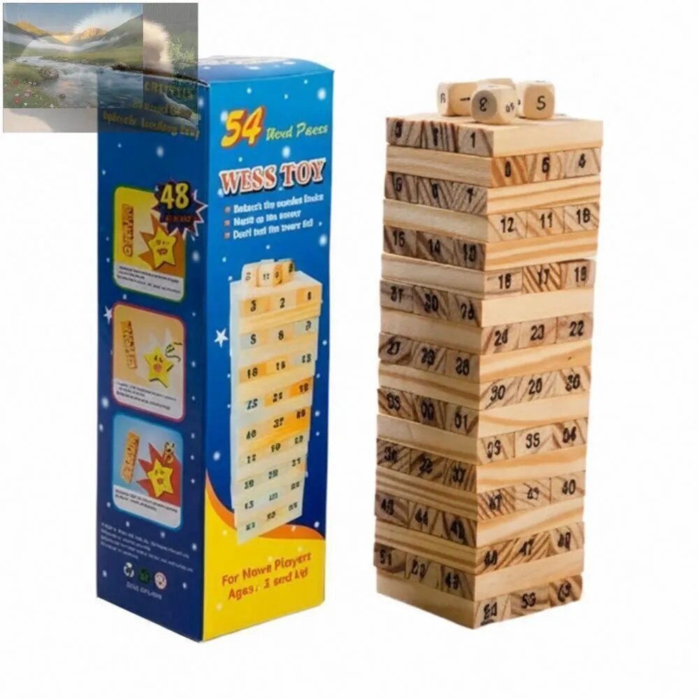 Настольная игра "Царь Башня mini" дженга, каланча, падающая башня для детей и взрослых Десятое королевство