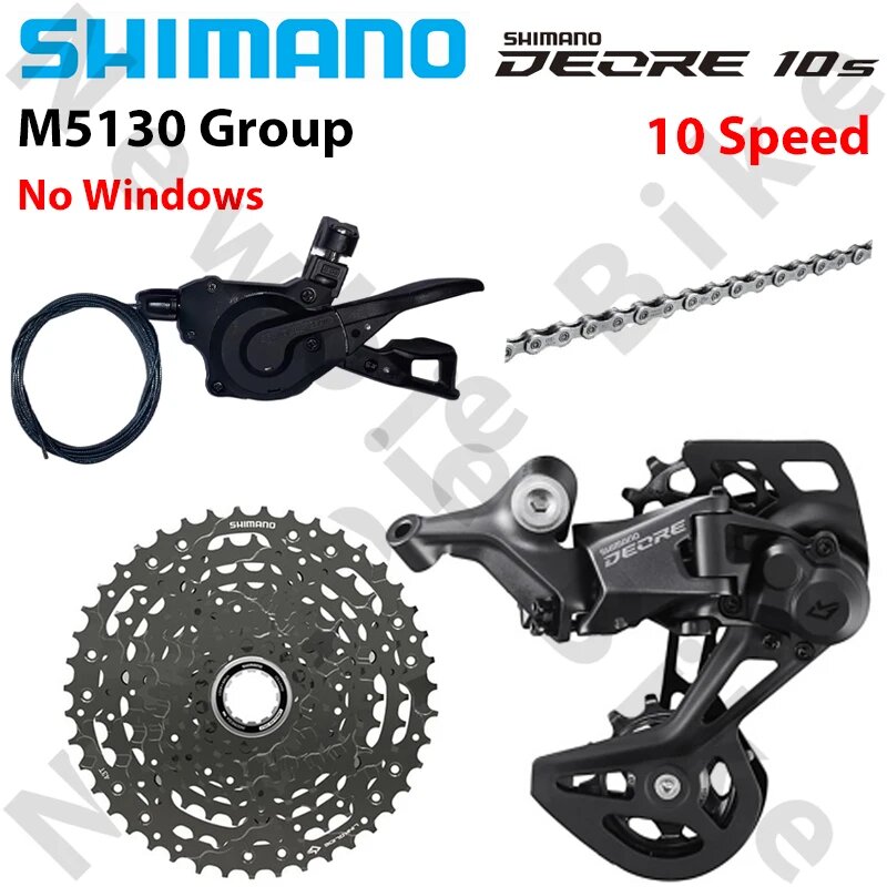 Комплект трансмиссии SHIMANO DEORE M5130 10 скоростей для горного велосипеда: манетка SL-M5130, задний переключатель, кассета 43T, цепь LG500