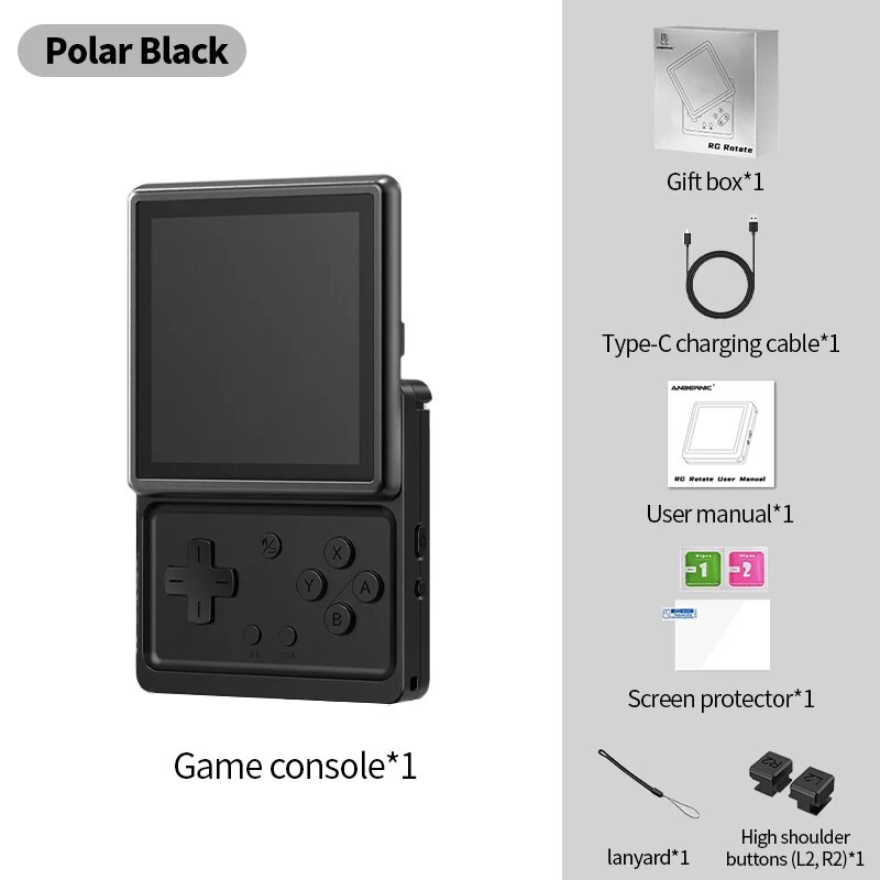 ANBERNIC RG Rotate портативная игровая консоль Черный, 128G(4K Games), Polar Black