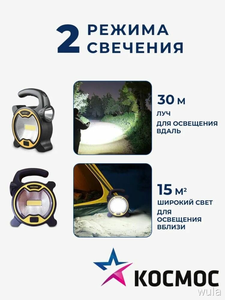 Фонарь ручной космос 2в1 с дальностью 30м и временем работы 7ч для кемпинга и дачи светильник — фото 1