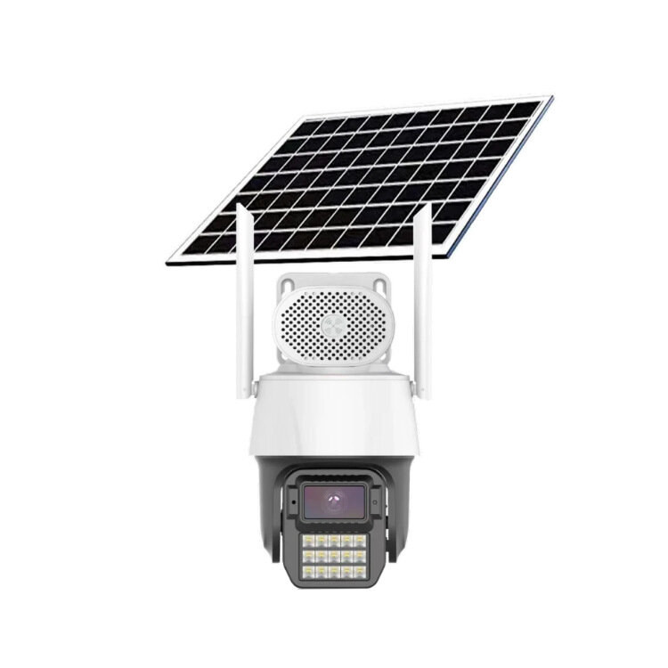 Солнечная 4G двойная линза ночное видение камера CCTV Q60H01D4 с полным цветом, без абонентской платы