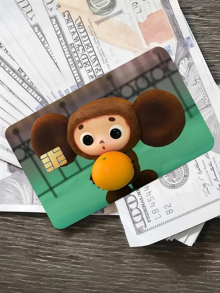Cheburashka Чебурашка Наклейки для украшения банковских карт набор из 4 штук защита от царапин