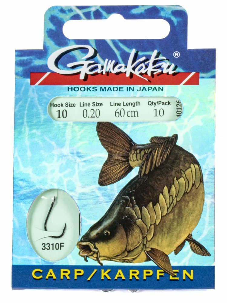 Крючки с поводком Gamakatsu Booklet CARP 3310F разм. 10-0.20мм 60см 10шт.