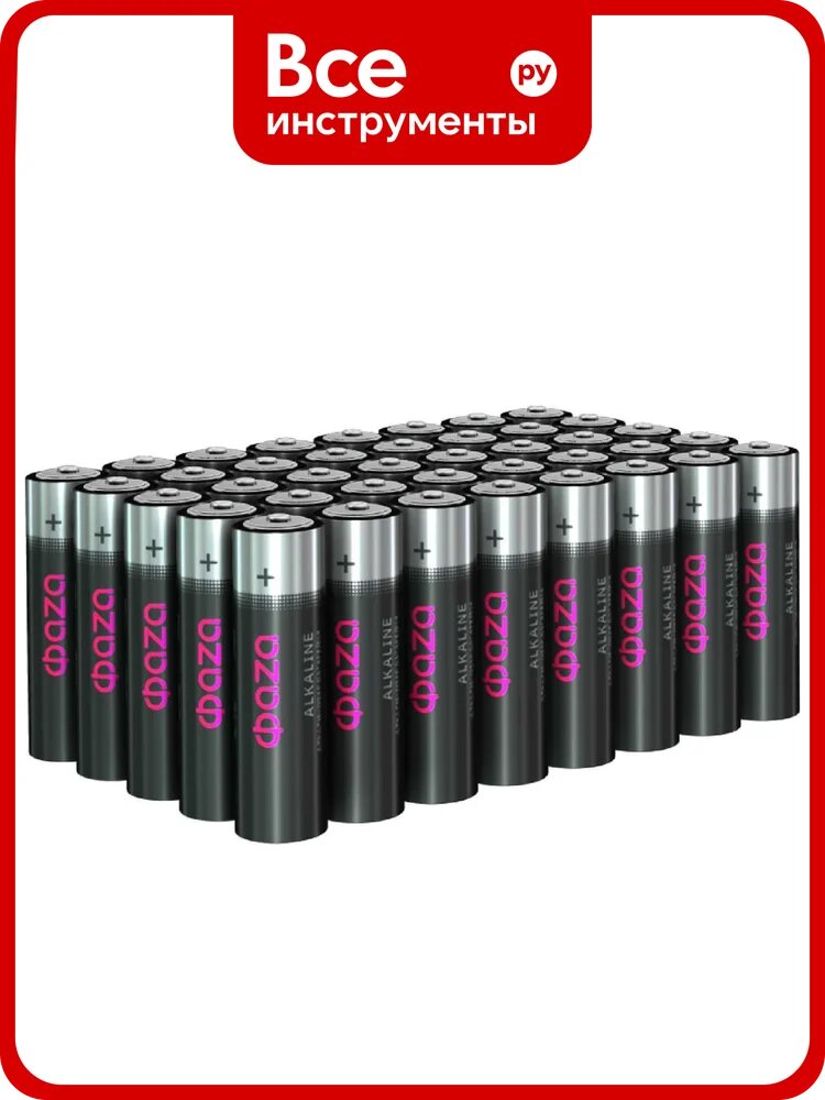 Батарейка ФАZА Элемент питания алкалиновый AA/LR6 1.5В Alkaline Pack-40 (уп.40шт), 40 батареек в упаковке со штрих-кодом
