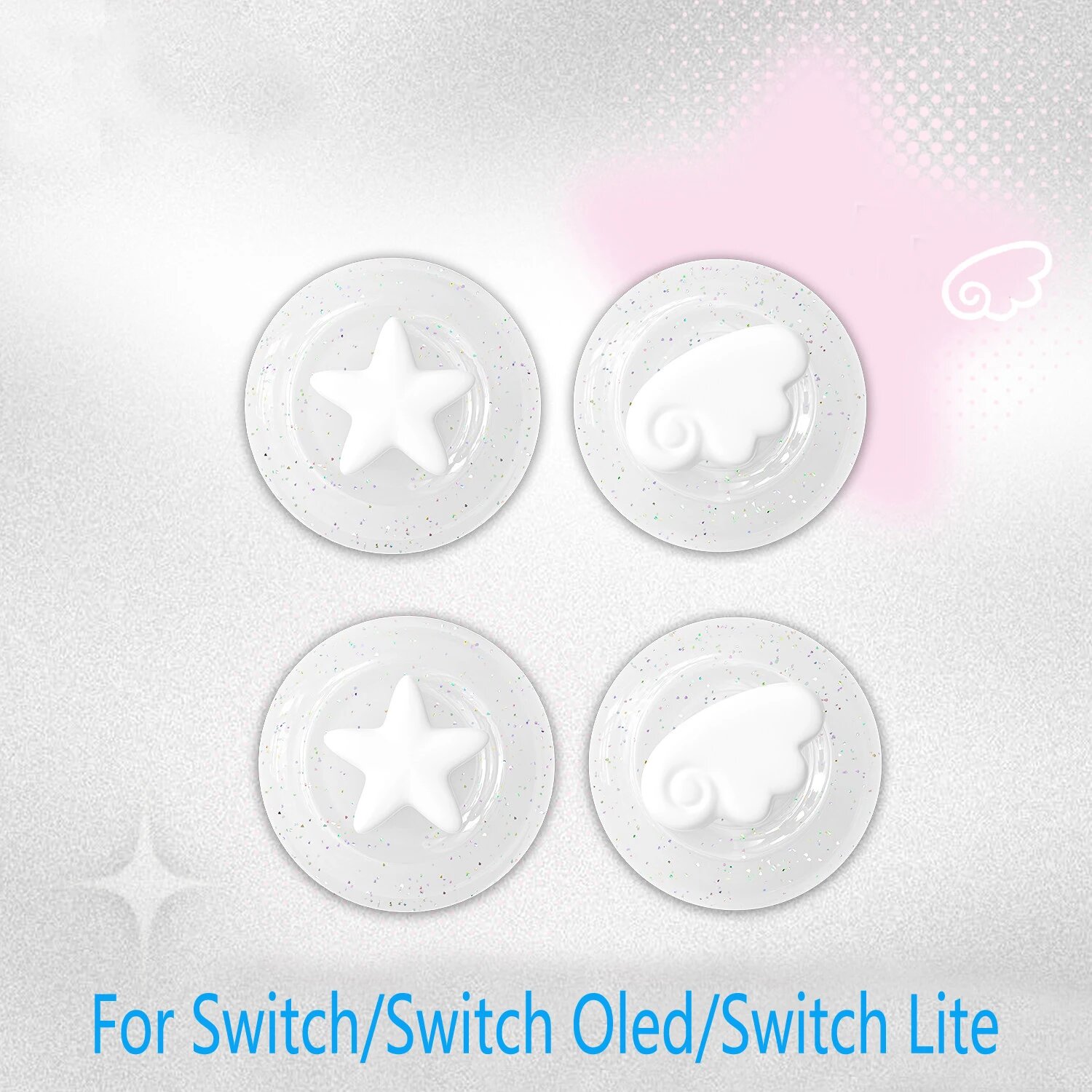 Блестящие силиконовые накладки для джойстиков Nintendo Switch 4 штуки For Switch Oled Lite