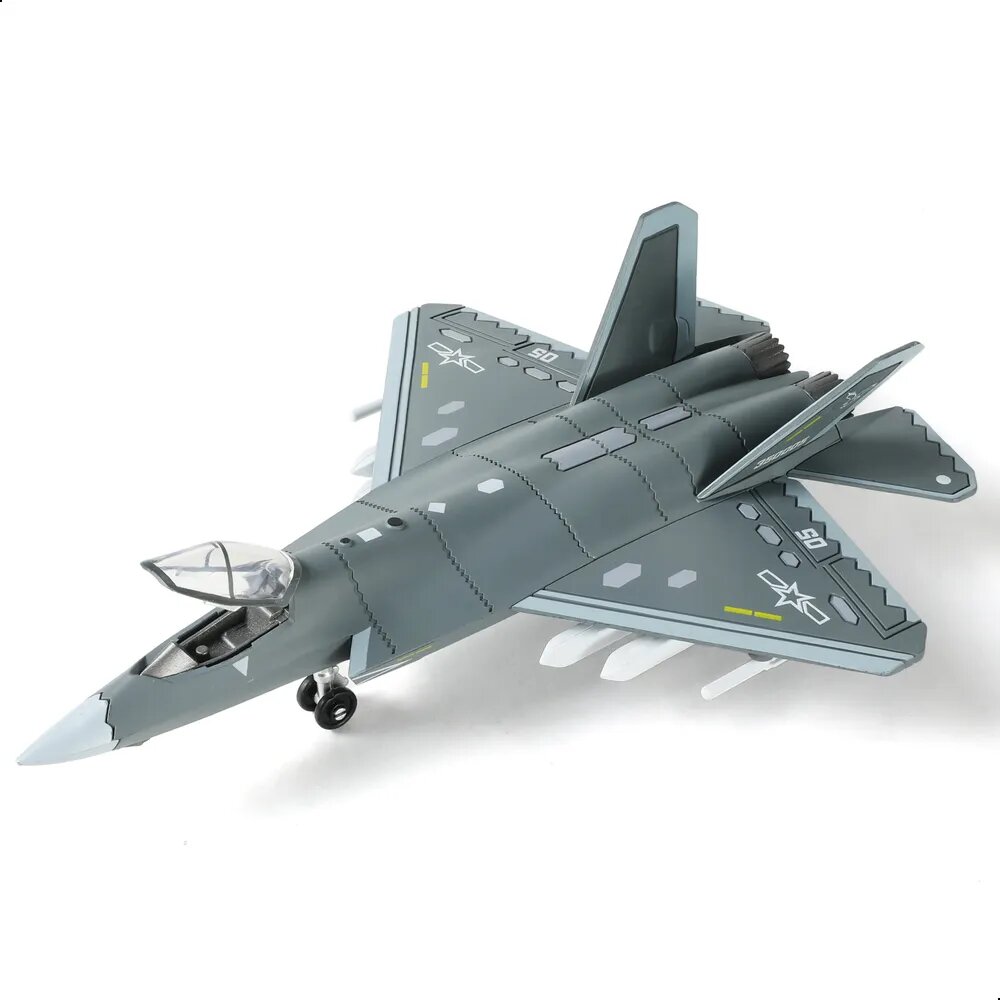 Игрушка самолет истребитель сборная модель 1/72 серый с подставкой
